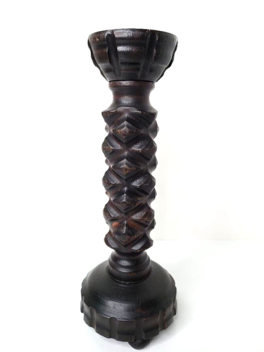vintage hand carved Wood Candle stick holder Ornate Spanish Gothic Castle 12" | eBay
