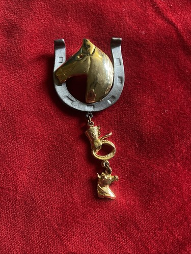 Vintage Large Ultra Craft Horse LASSO Pewter Gold Tone Pin Brooch 3 ...