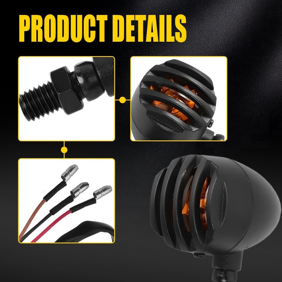 Universal Motorcycle Amber Halogen Turn Signal Lights Blinker Front ...