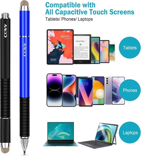 Stylus Pen 2 in 1 Fine Point and Mesh Tip for 3Pcs, Blue/Black/Rose ...