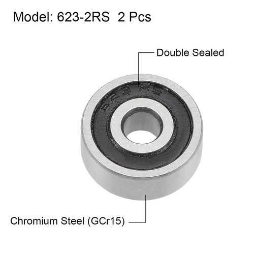 623-2RS Deep Groove Ball Bearings 3x10x4mm Double Sealed Chrome Steel ...
