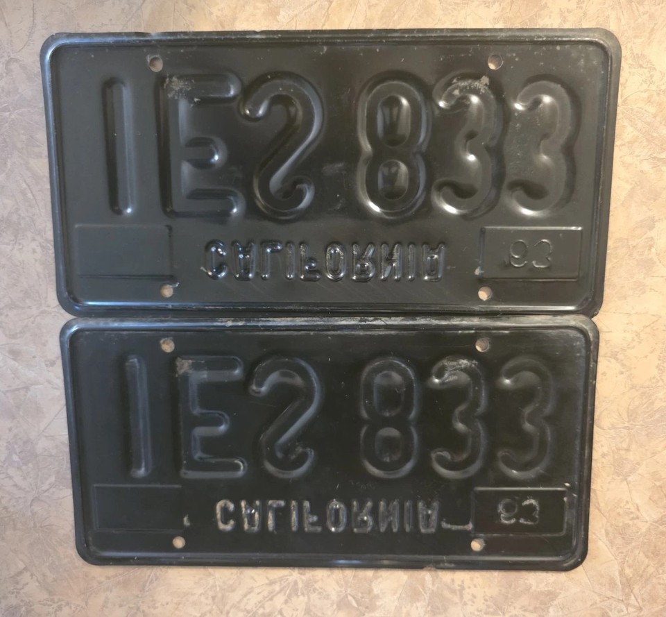1963 California Matching License Plate Black / Yellow | eBay
