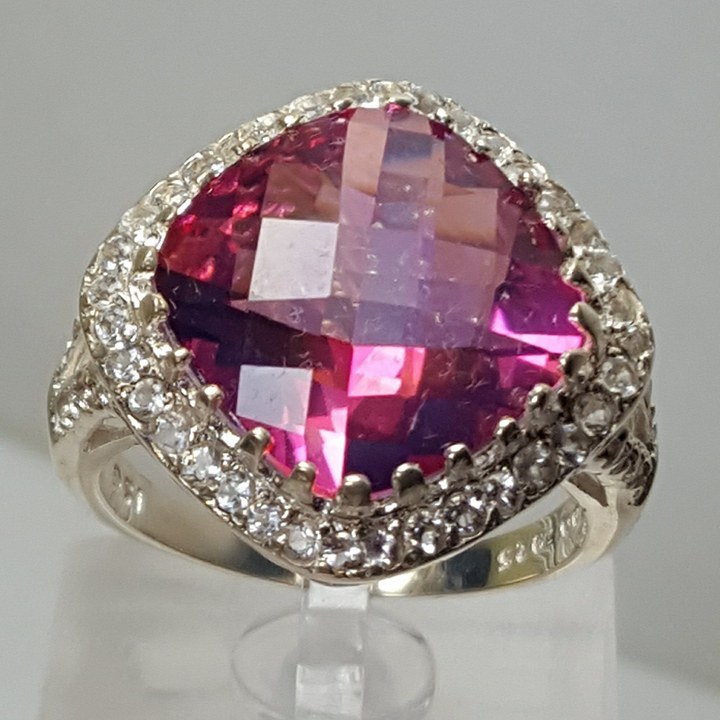 HSN-Enhanced Pink Quartz White Topaz 925 Ring SZ 8 | eBay