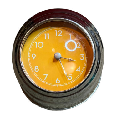 Pottery Barn Magnified Glass Dome Desk Clock Paperweight Silver Orange ...