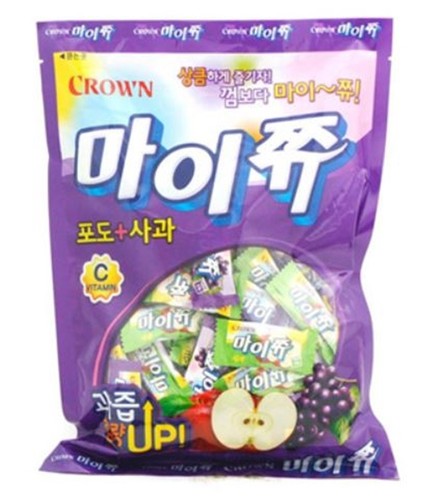 Korean Crown Snack Soft Fruit Candy Mychew Grapes + Apples 328g ...