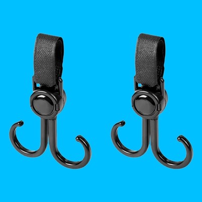 2x Storage Hook Double Hooks Stable Stroller Hooks Clip for Bike Purses ...