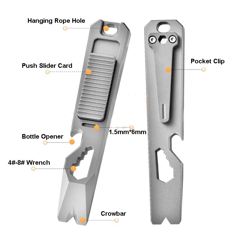 EDC Titanium Multi Tools Pry Bar Crowbar Fidget Clicker Card Toy Stress Relief | eBay