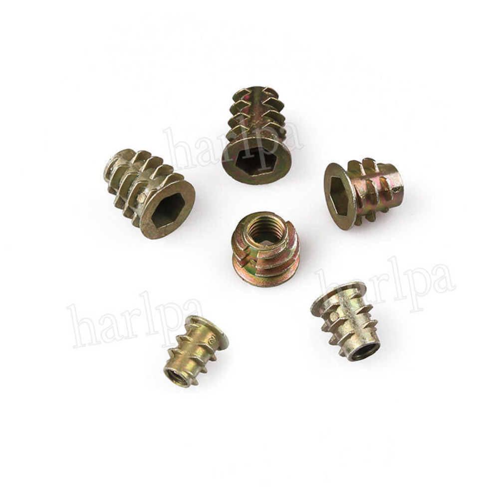 70Pcs/set Thread For Wood Insert Nut Flanged Hex Drive Head Furniture ...