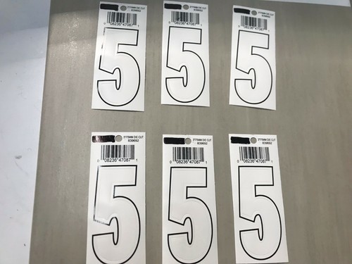 3-Inch Number 5 Self Adhesive Numbers white / black trim (QTY 6) | eBay