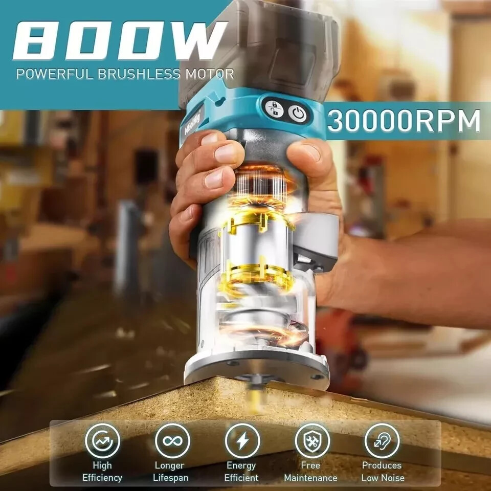 Cordless Compact Router for Makita 18V Battery (Bare Tool), 6 Variable ...