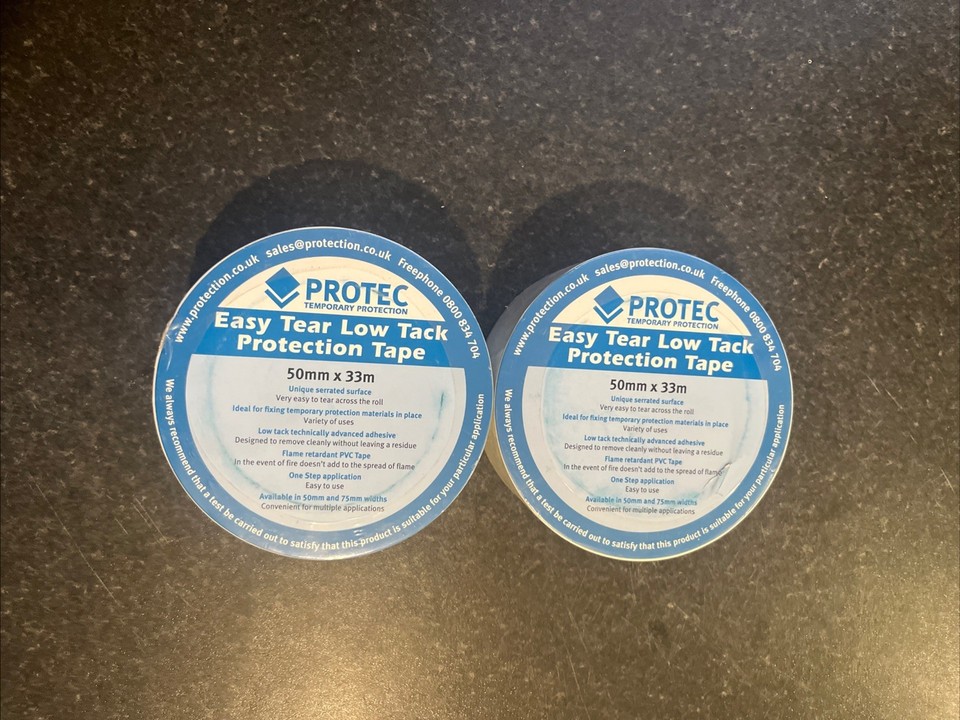 Protec Easy Tear Low Tack Protection Tape 50mm X 33m (white) - 2 Rolls | eBay UK