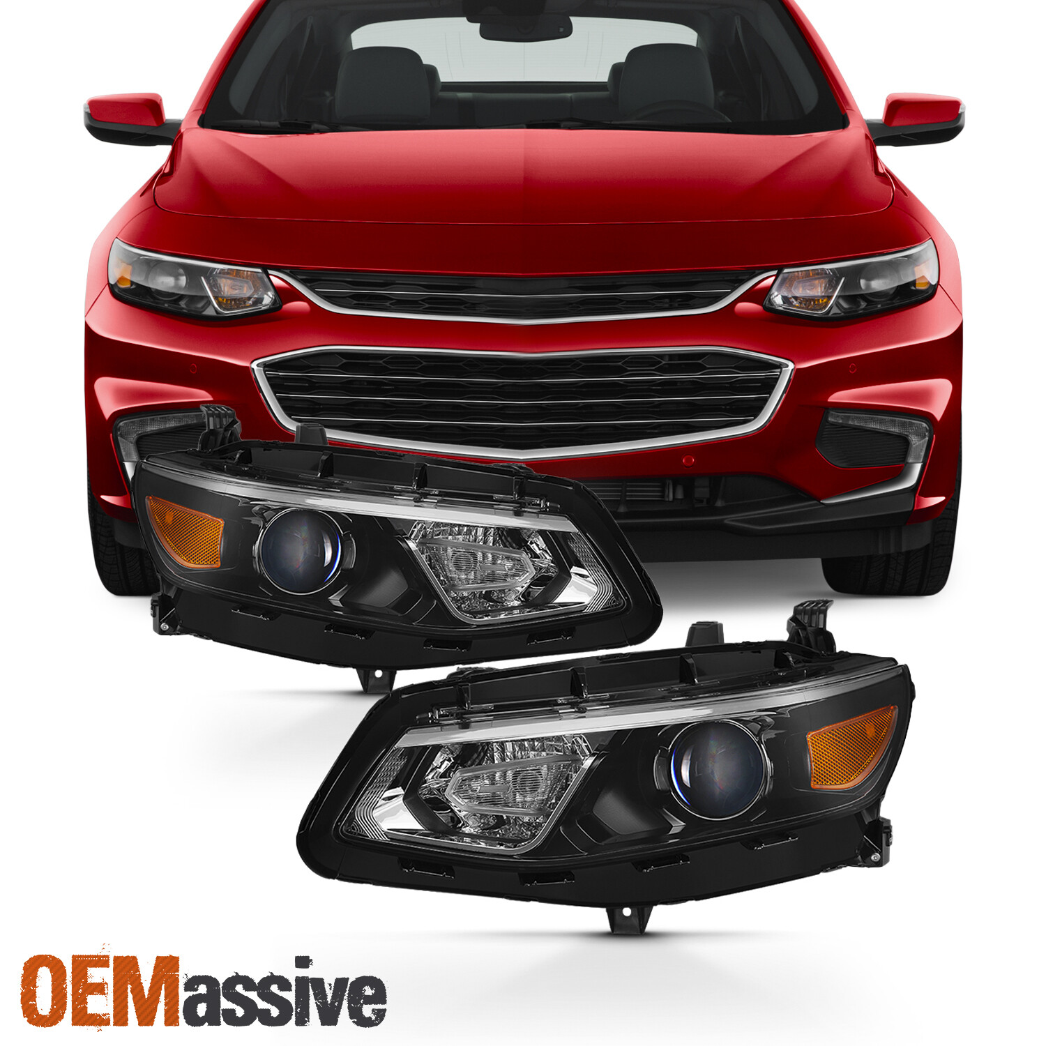 Fits 2016-2018 Chevy Malibu Headlights Light Lamps Left+Right 16 17 18 ...