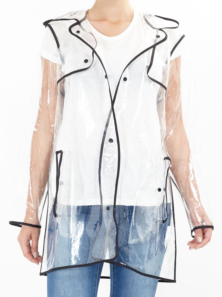 NEW Ladies WATERPROOF COAT Festival Transparent Rain Mac Jacket SIZE 8 ...