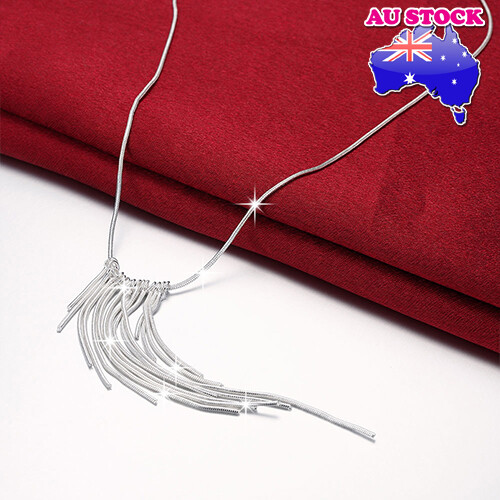 Classic Wholesale 925 Sterling Silver Filled Tassel Chain Necklace Gift Party | eBay Australia