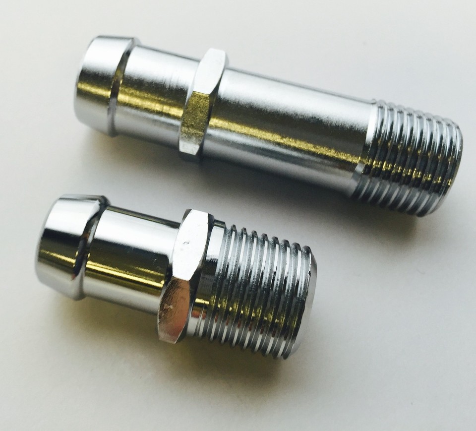 64-79 Chevelle Camaro Nova Impala Heater Hose Fittings PAIR SBC 283 350 ...