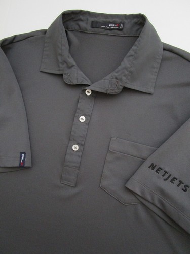 Mens Large RLX Ralph Lauren NetJets gray performance golf polo shirt | eBay