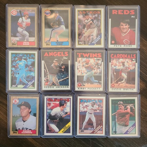 LOT OF 12 BASEBALL CARDS '86, '87 and '88 TOPPS MINT IN SLEEVES NICE ...
