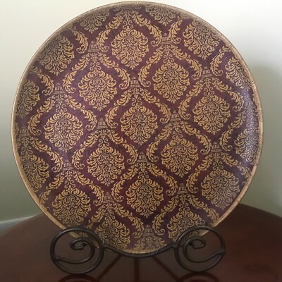 Robert Stanley Home Collection Decorative Plate- Burgundy & Gold | eBay