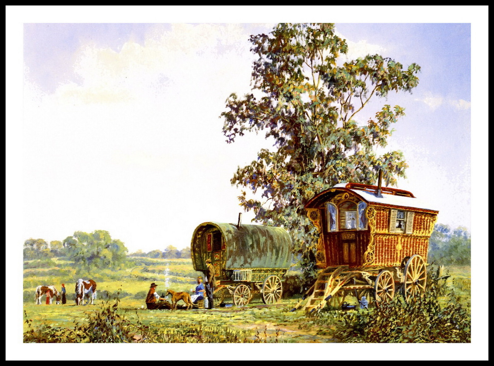 TINKER Print Traveller Gypsy Romany Wagon Caravan Bow Top Home Wall Art ...