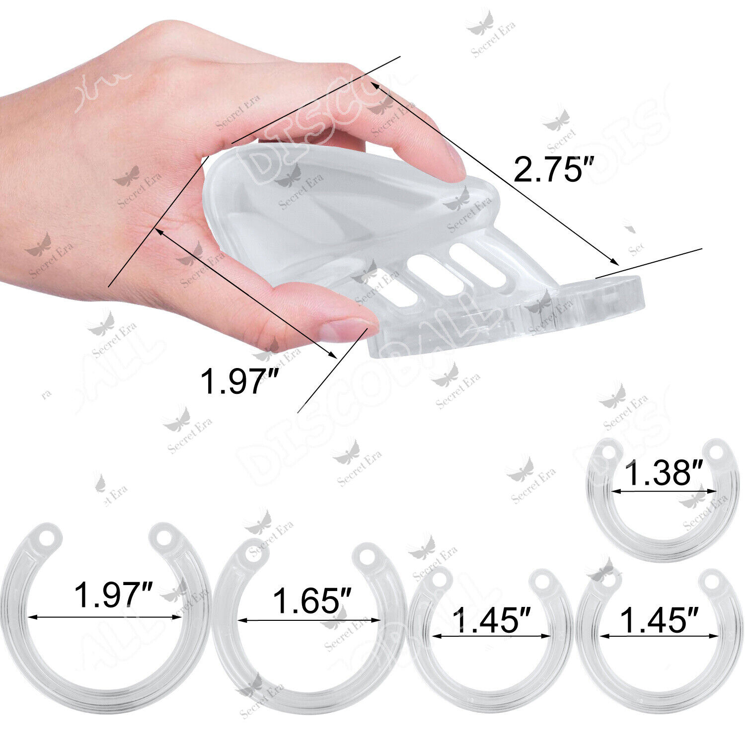 Male Chastity Hollow Penis Cage Cock Device Padlock 4 Rings Plastic ...