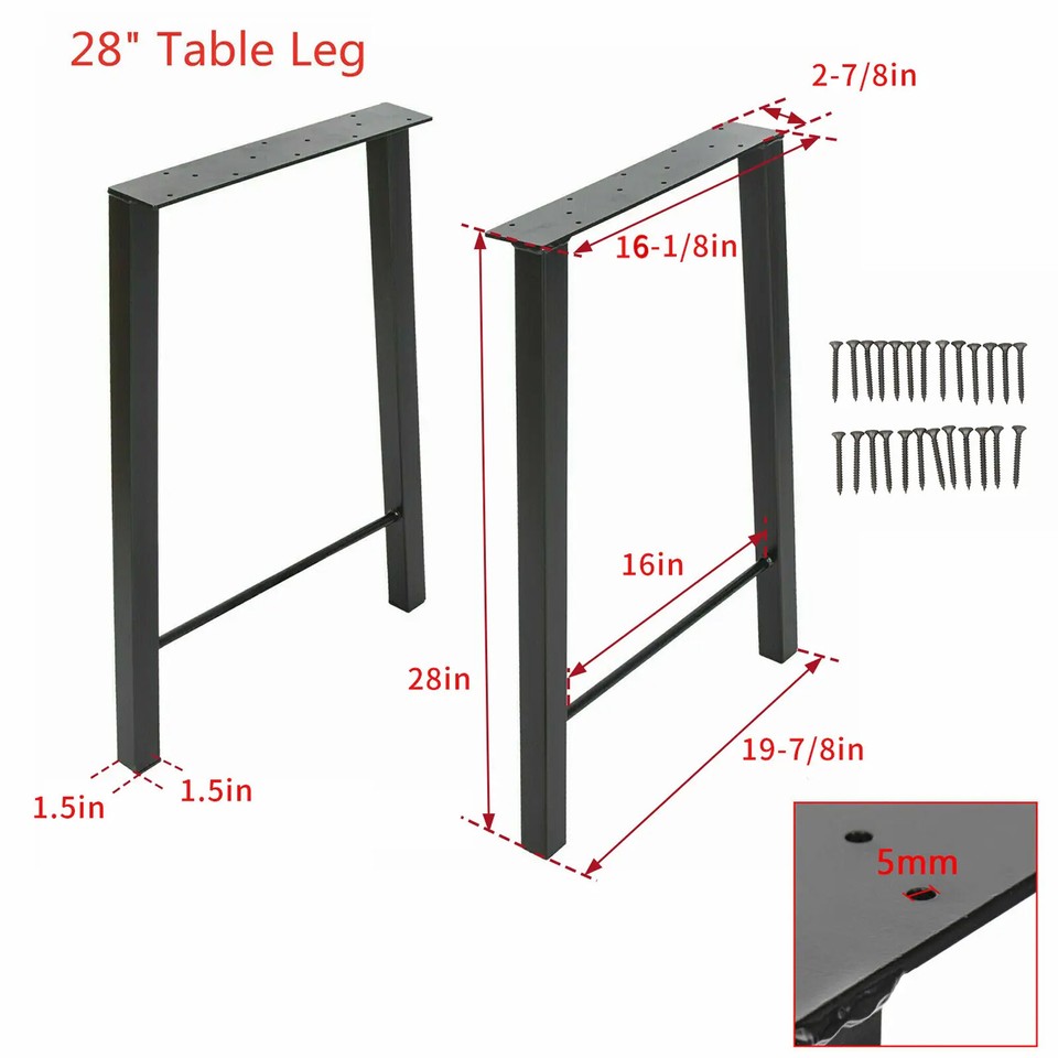 28" Metal Table Legs Trapezoid Coffee Table Legs Desk Legs Heavy Duty ...