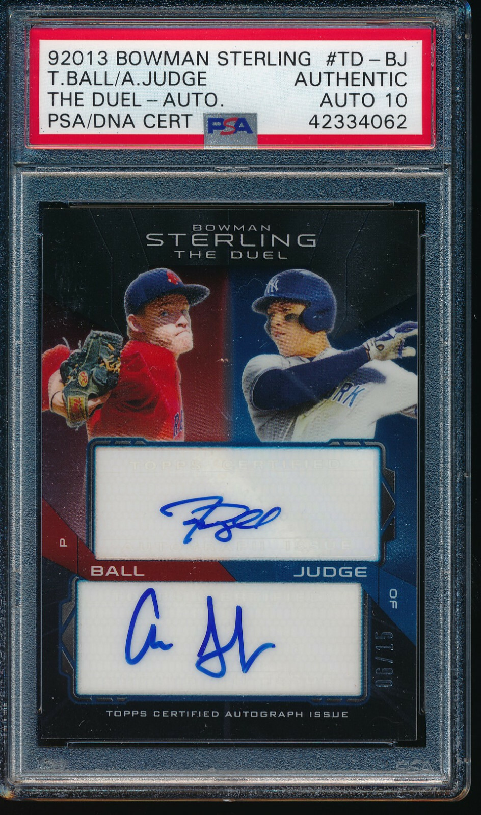 AARON JUDGE AUTO 2013 Bowman Sterling The Duel /15 RC PSA Authentic ...