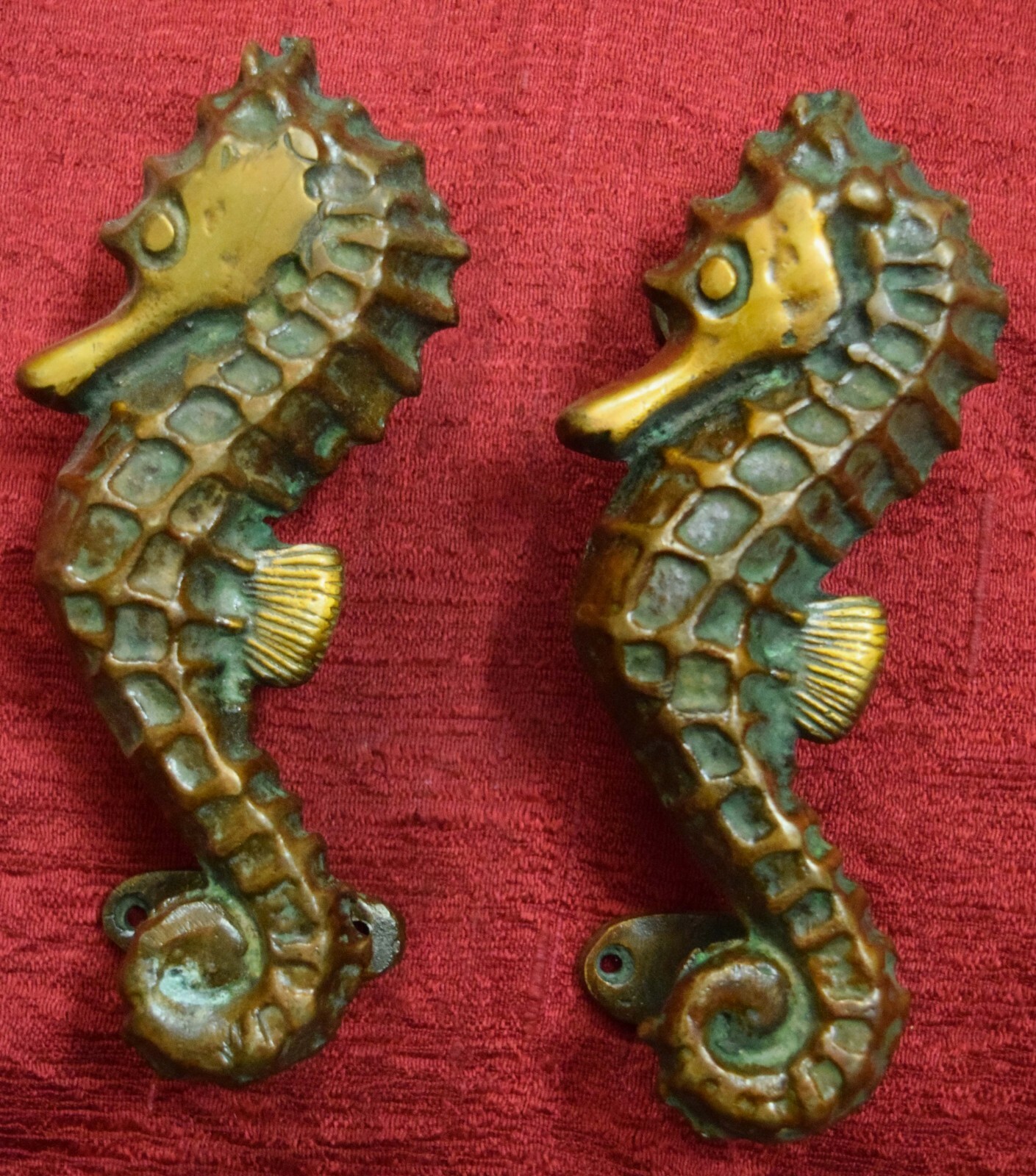 Nautical Theme Decorative Door Handle Pair Sea Horse Gate Furnish ...