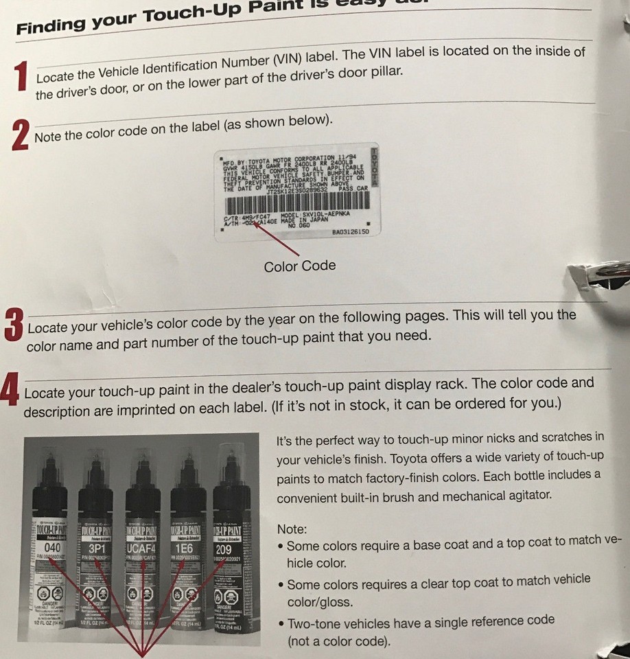 Genuine Toyota Lexus OEM Touch Up Paint ICE EDGE 00258-001K6-21 1K6 ...