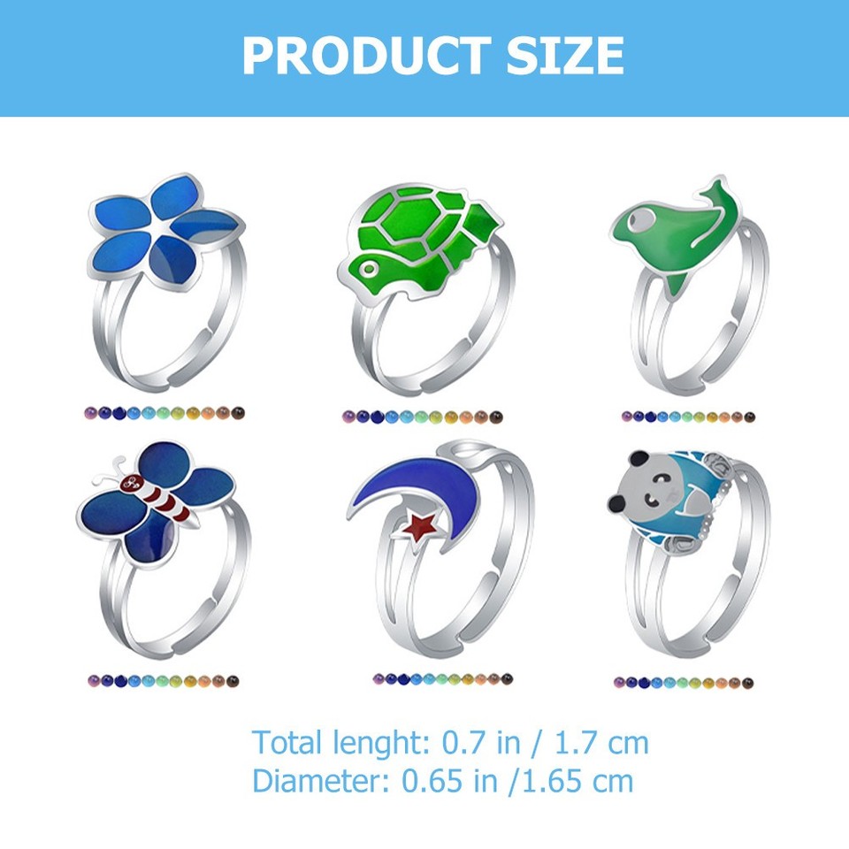 6 Pcs Adjustable Finger Childrens Rings for Little Girls Dress up ...