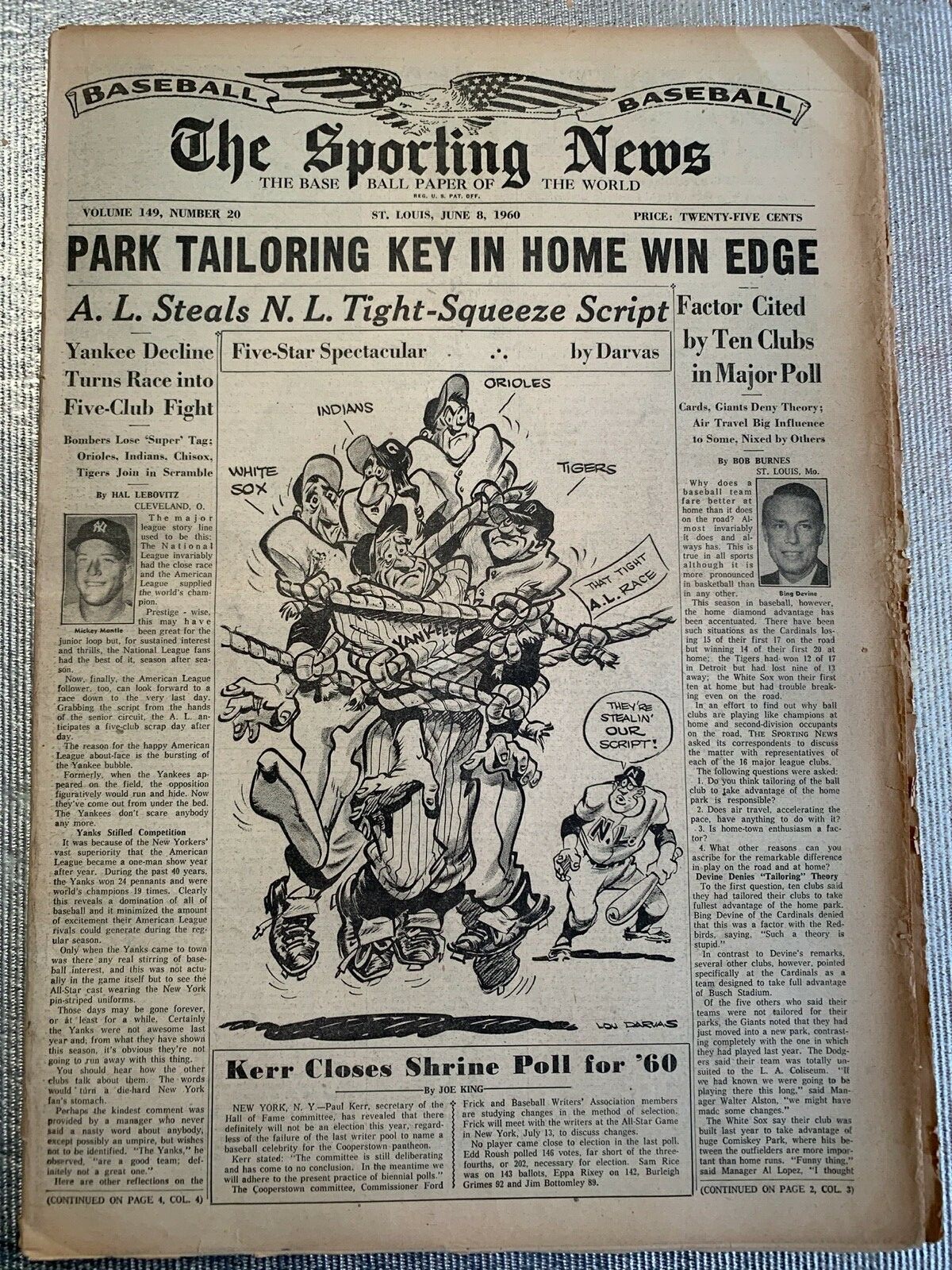 1960 The Sporting News - New York Yankees fans maul Mickey Mantle | eBay