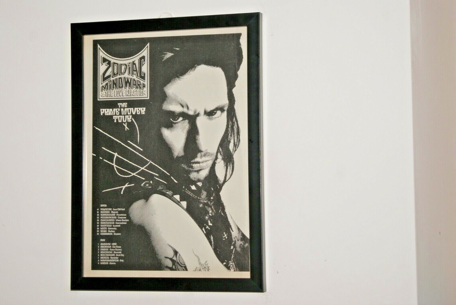 ZODIAC MINDWARP Framed A4 rare 1987 prime mover TOUR original band ...