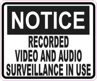 3x2.5 Notice Video and Audio Surveillance Sticker Car Truck Vehicle ...