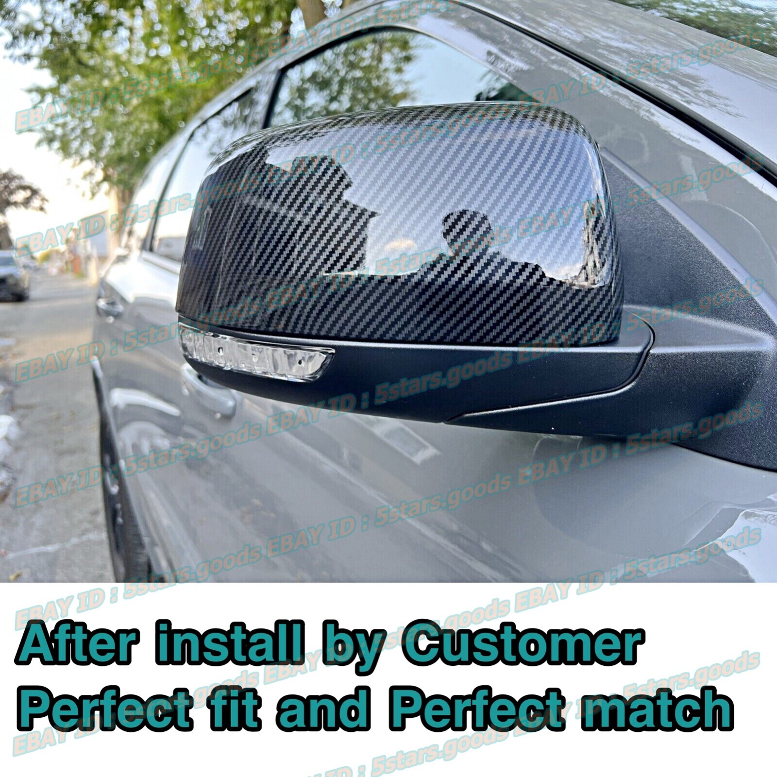 Glossy Black Carbon Fiber Trims For 11-21 Jeep Grand Cherokee Side ...