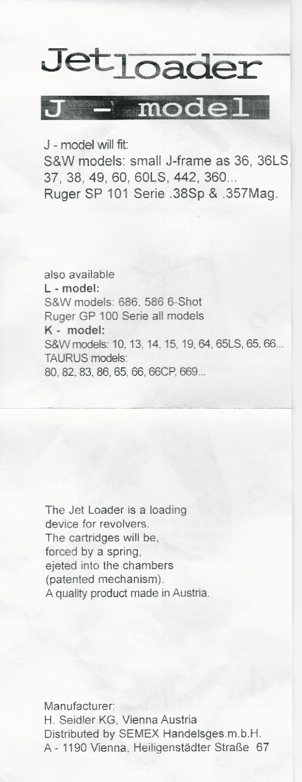 .38/.357 5-Shot J-Frame JetLoader Speedloader with Pouch - - Spring ...