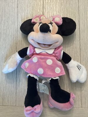 Disney Store Minnie Mouse Plush Pink Polka Dots 9" Stuffed Animal | eBay