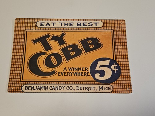 TIN SIGN Ty Cobb Candy Rustic Retro Baseball Retro Sign Decor 11.25x7.5 ...