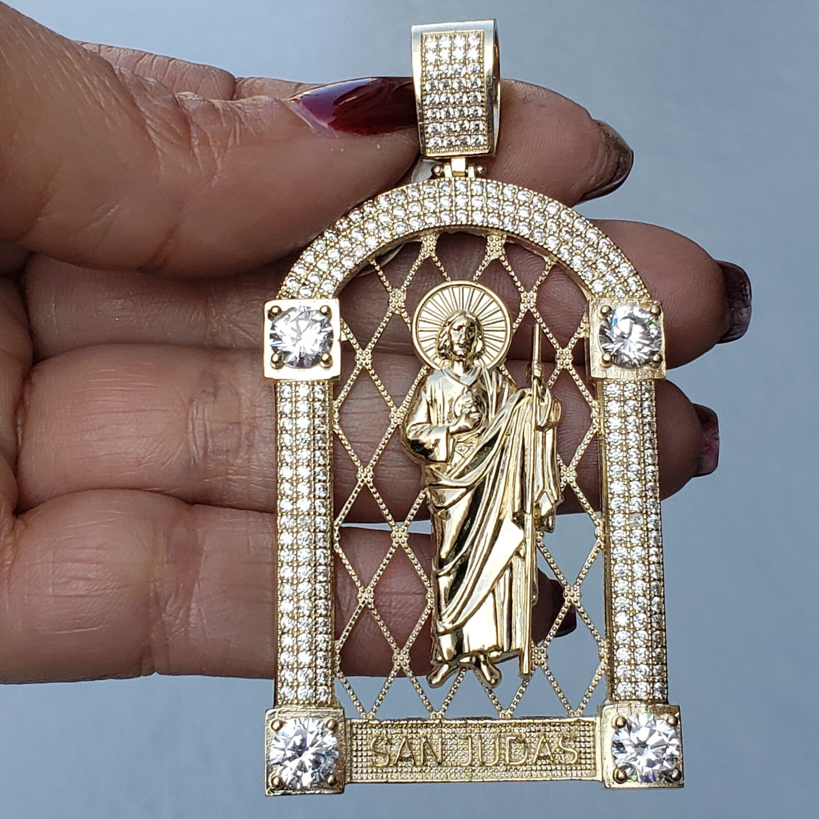 Large Big 14k Gold Saint Judas jude Pendant charm 2.85 inches long | eBay
