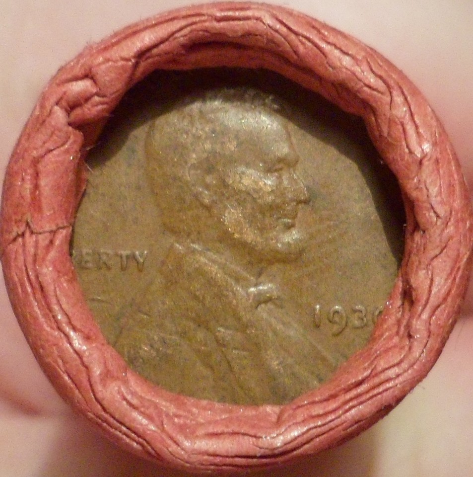 Unsearched Original OBW Wheat Cent Penny Bank Roll Empire Bank San ...