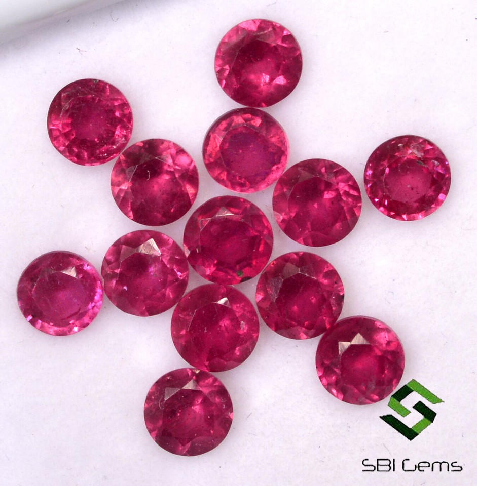 4.45 Cts Natural Ruby Round Cut 4 mm Lot 13 Pcs Calibrated Loose ...