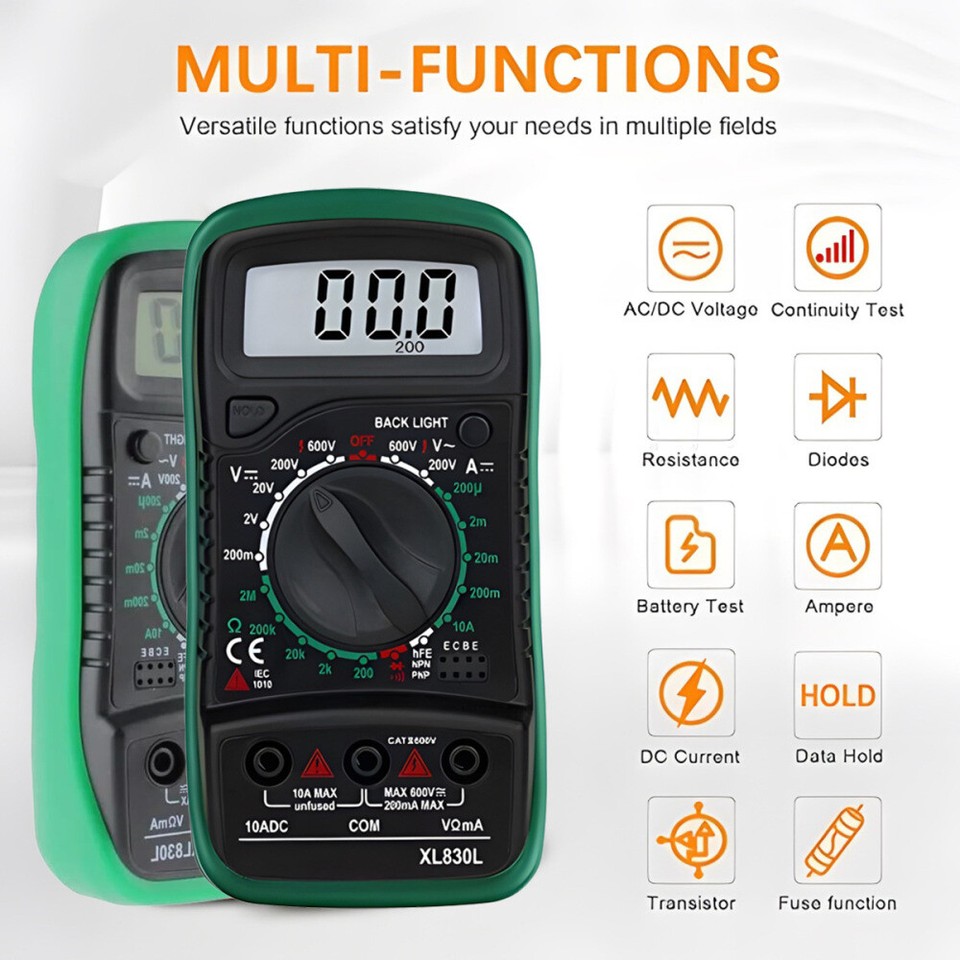 Multimeter Digital Voltmeter Spannungsmesser Prüfer Strom Messgerät ...