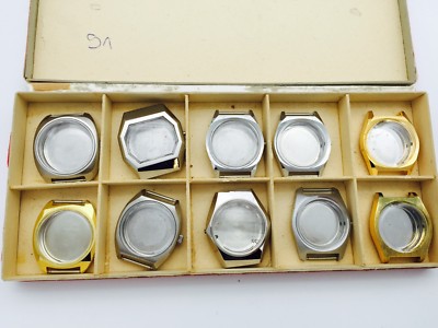 10pcs watch cases NOS - swiss made - screwed backside - different ...