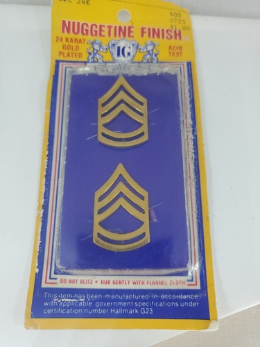 SFC Green US Military Rank Pins- Army Brass Sergeant First Class 24k ...