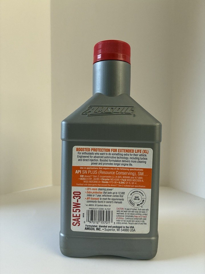 AMSOIL 100% SYNTHETIC XL Motor Oil SAE 5W-30 BOOSTED ENGINE PROTECTION ...