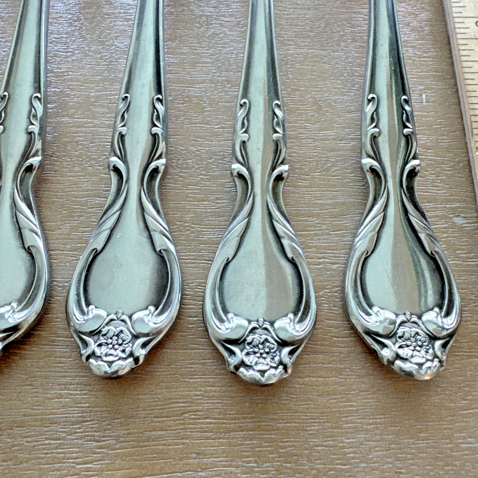 (6) DINNER FORKS International Lyon QUEEN'S FANCY Stainless 7 1/8 ...
