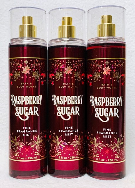 3 Bath & Body Works RASPBERRY SUGAR Fine Fragrance Mist Body Spray 8 oz ...