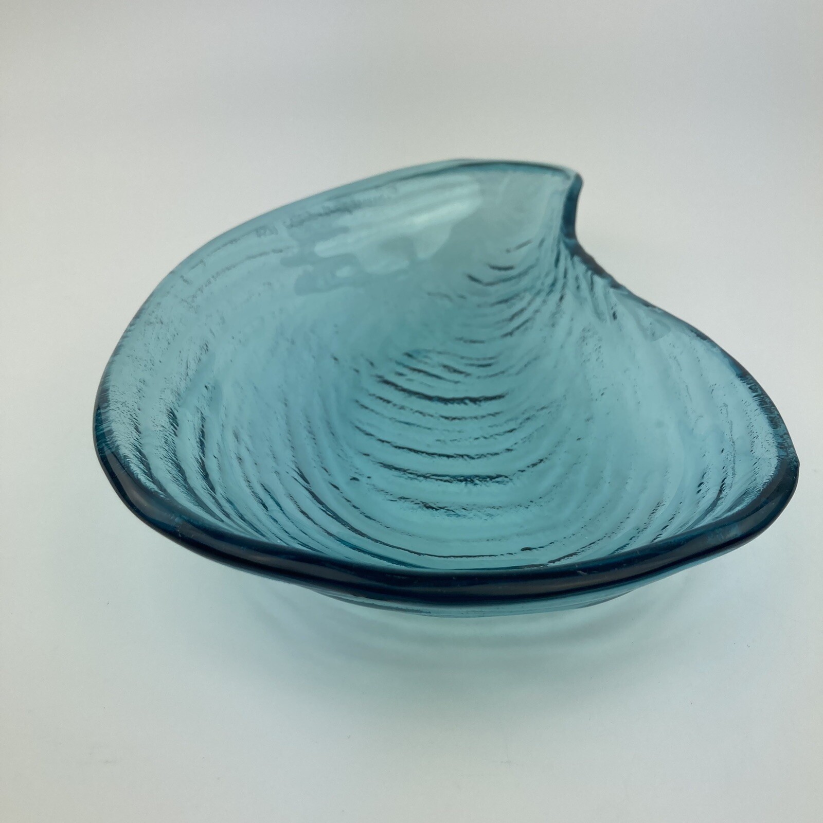 Annieglass Nautilus Ocean Blue Shell Platter Hand Blown Glass Signed ...