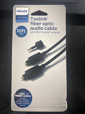 Philips SWA9221A/27 Toslink Fiber Optic Audio Cable w/ Mini Adapter ...