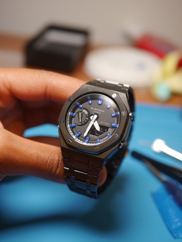 CASIO G-SHOCK GA-2100 CUSTOM CASIOAK MOD STAINLESS STEEL BLACK * New ...