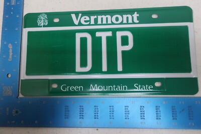 Vermont License Plate Tag VT Vanity Initials Monogram Letters D T P DTP ...