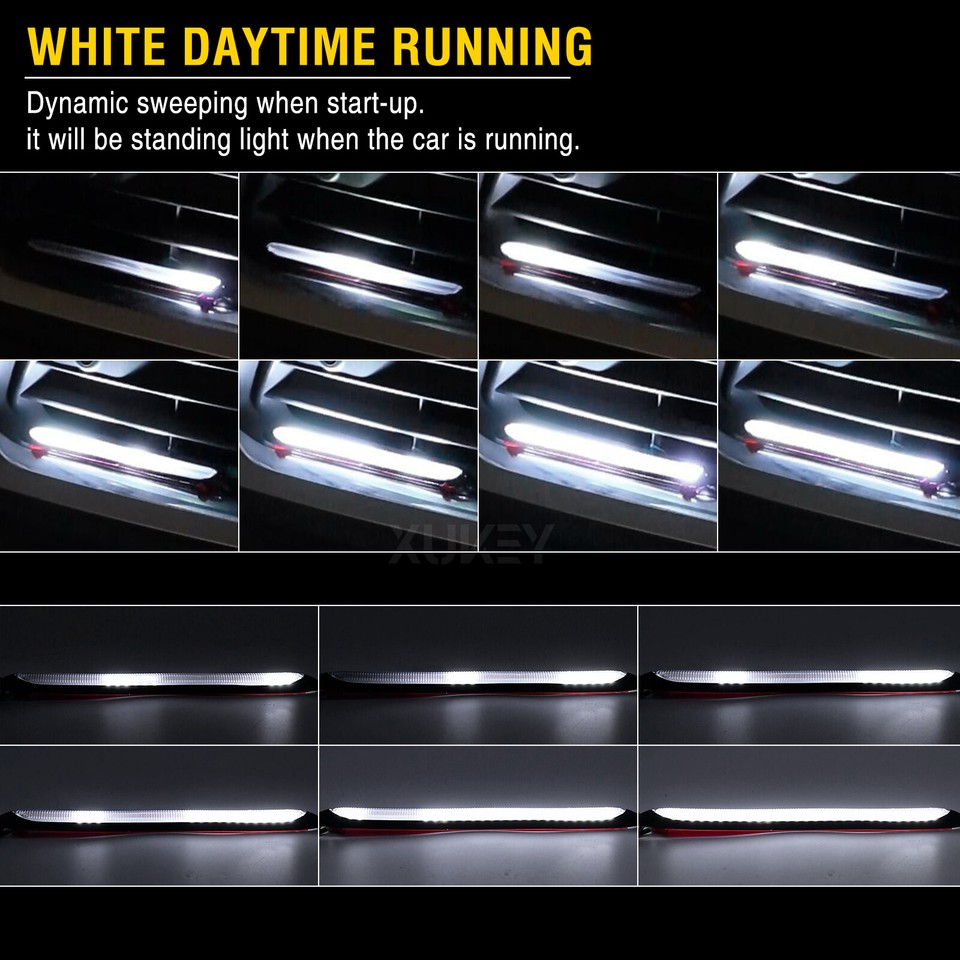 Bumper Fog Light Running Lights Strips LED Bar Flowing Turn Signal Lamp ...
